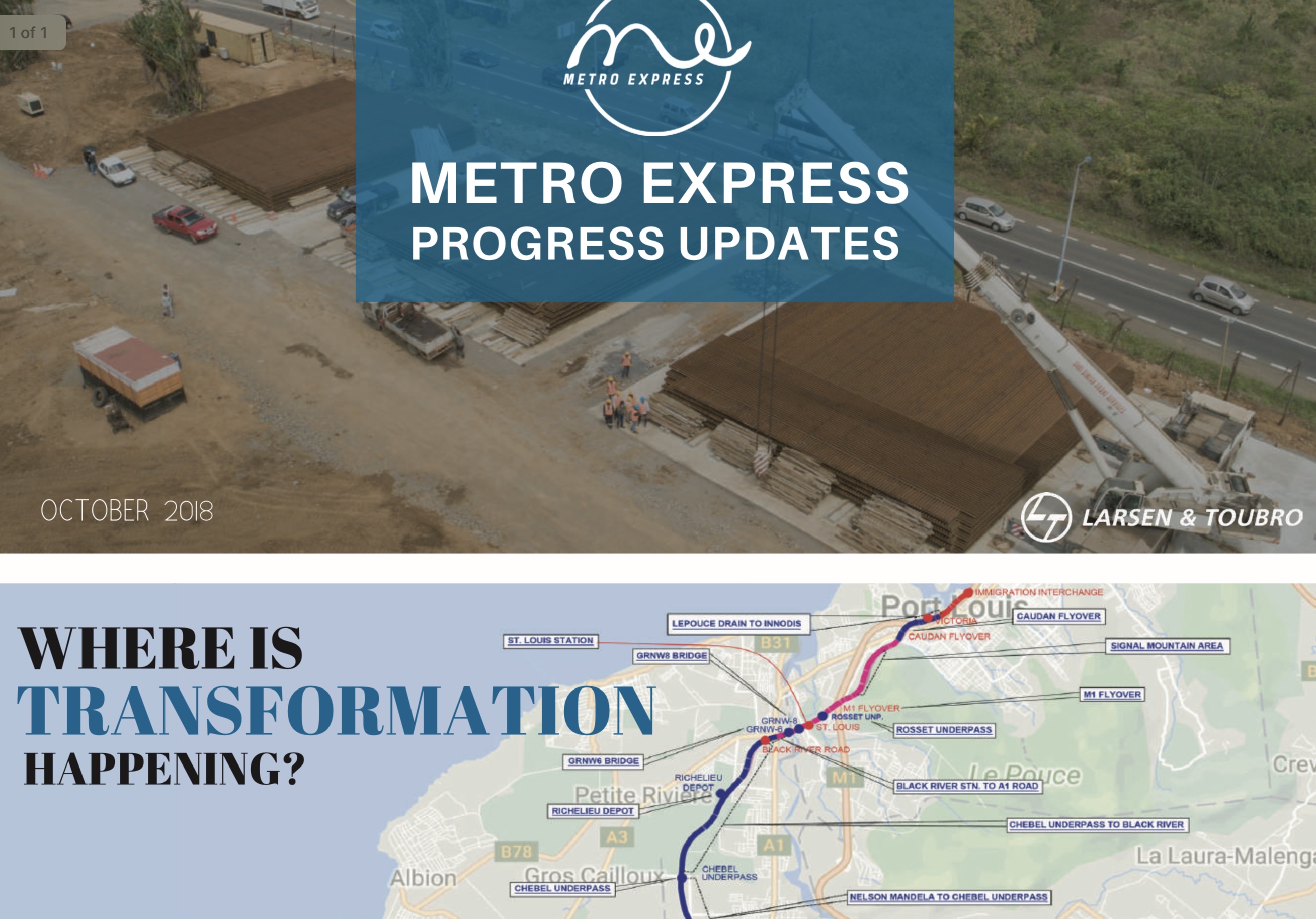 Metro Works Progress Updates - October 2018 - Metro Express Mauritius