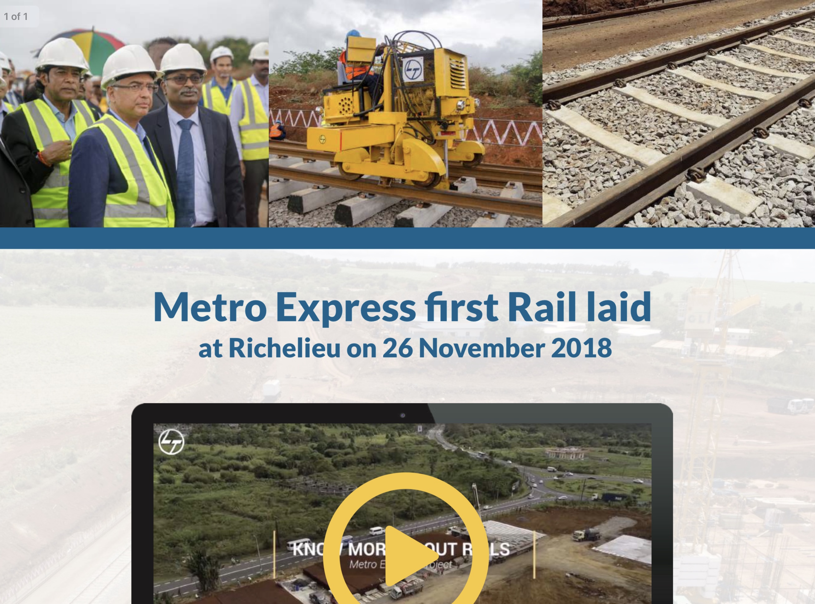 Metro Works Progress Updates - November 2018 - Metro Express Mauritius